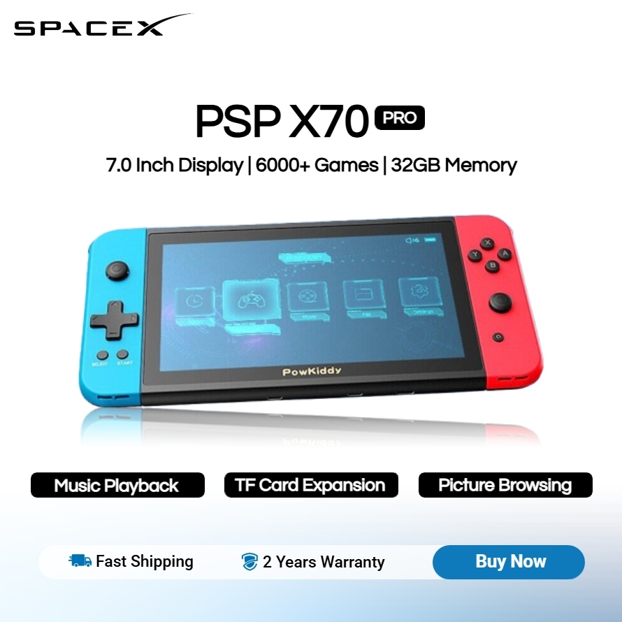 PSP X70 Handheld Game console 7 inch HD Screen Retro Game Support Two ...