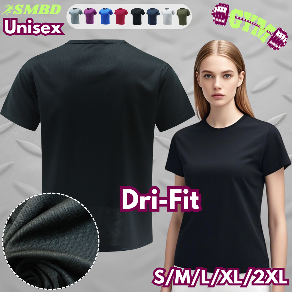 SMBD Unisex Active Dry Black T Shirt for Women Workout Plain Dry Fit ...