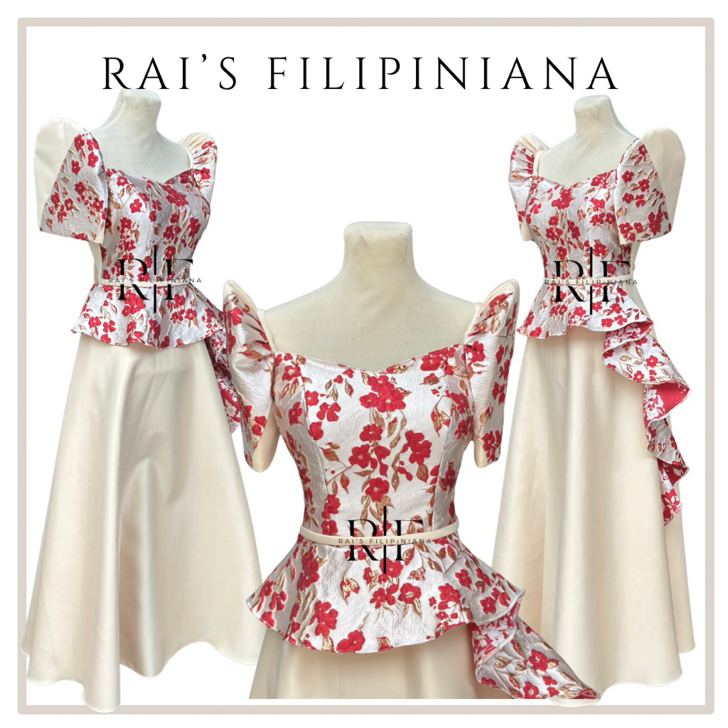 Modern Filipiniana Lily Dress Raffles | Shopee Philippines