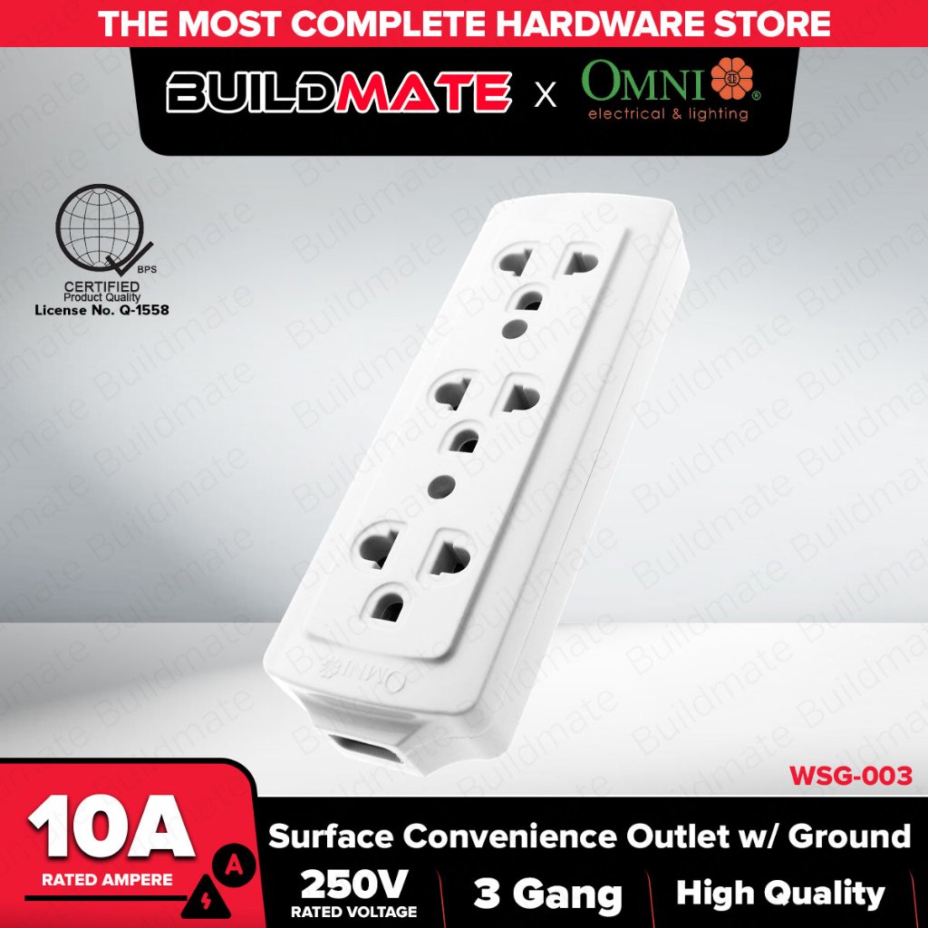 Buildmate x OMNI Surface Convenience Outlet w/Ground 3 Gang WSG-003 ...