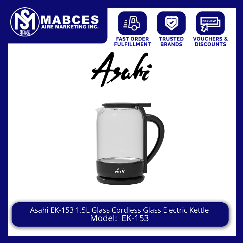 Asahi EK-153 1.5L Glass Electric Kettle | Shopee Philippines
