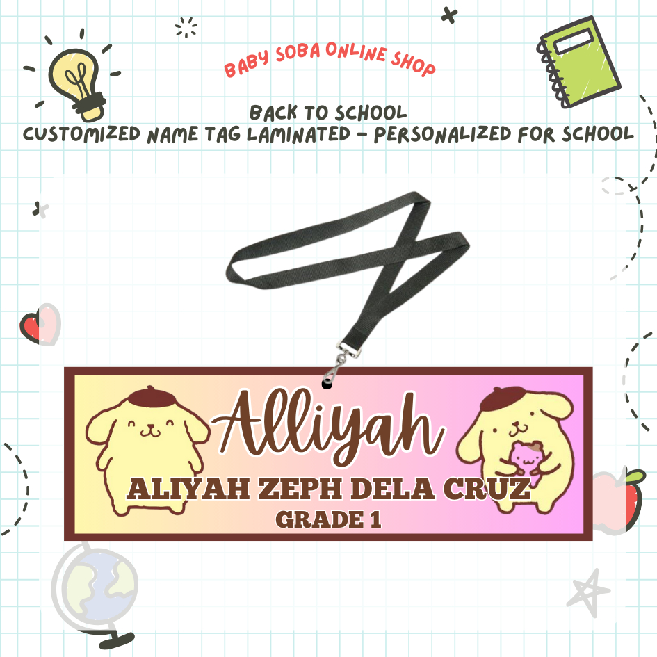 Customized Name Tag Laminated Personalized for School back to back with ...