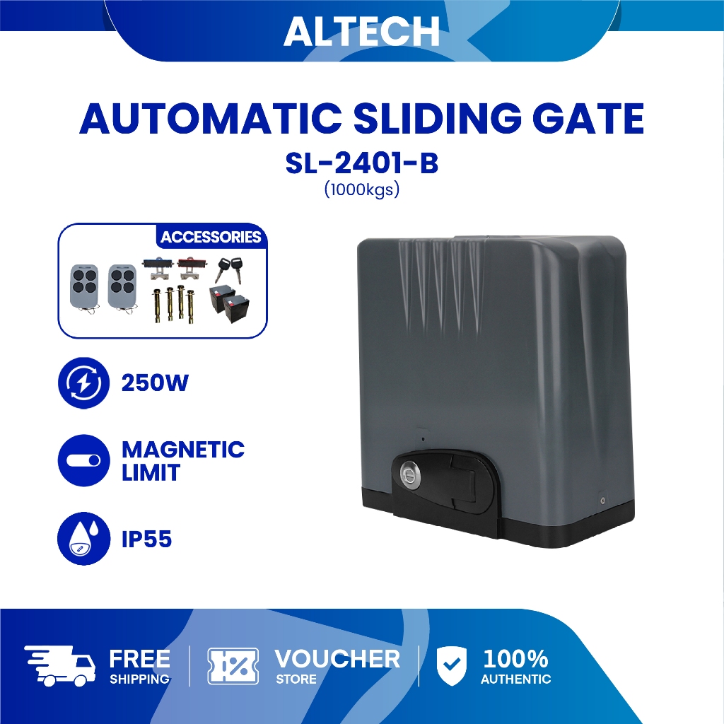 ALTECH 1000KG Automatic Sliding Gate Opener with Built-in Battery SL-2401-B | Shopee Philippines