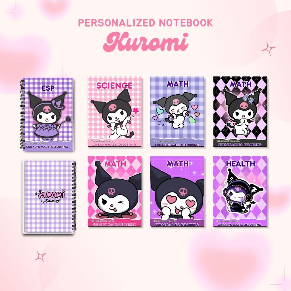 Personalized Kuromi Notebook Writing Composition with Name and Subject ...