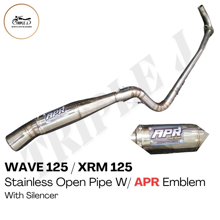 Open Pipe for WAVE 125 / XRM 125 with APR Emblem- Full Set Conical Pipe ...