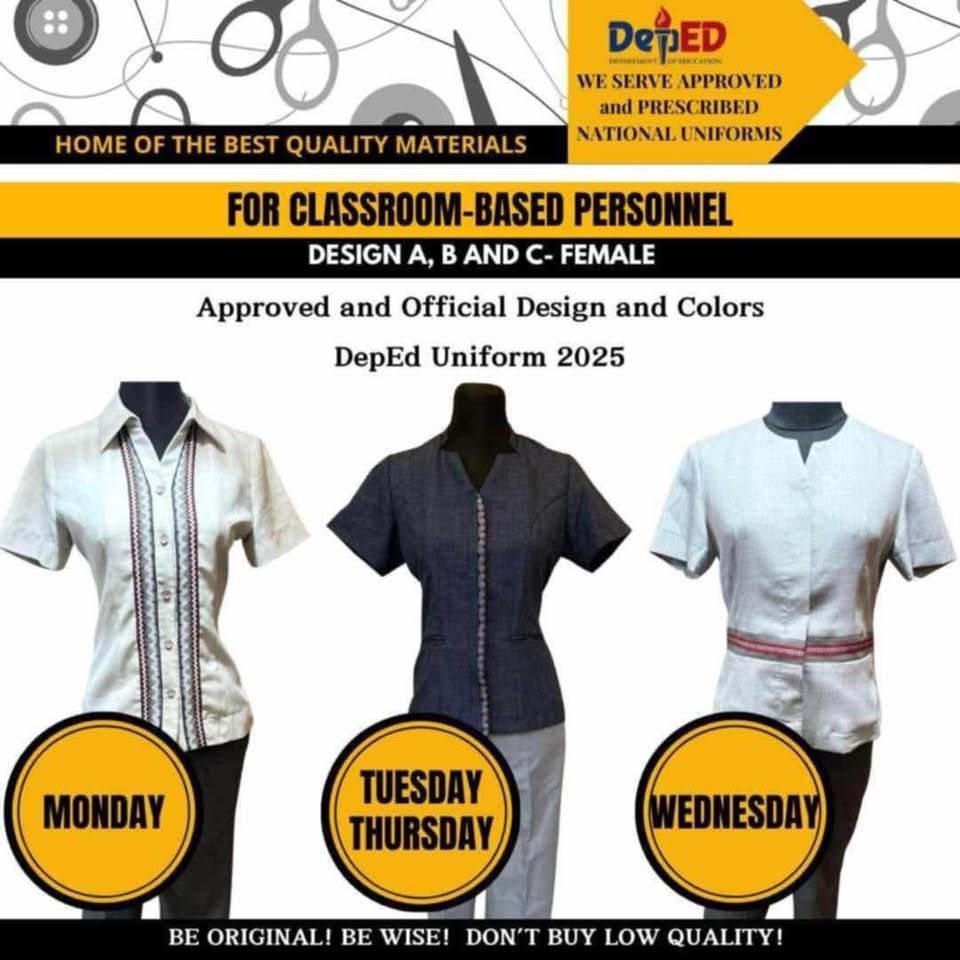 2025 Original FEMALE (F) DepEd Teachers Uniform Fabric cloth w/ correct ...