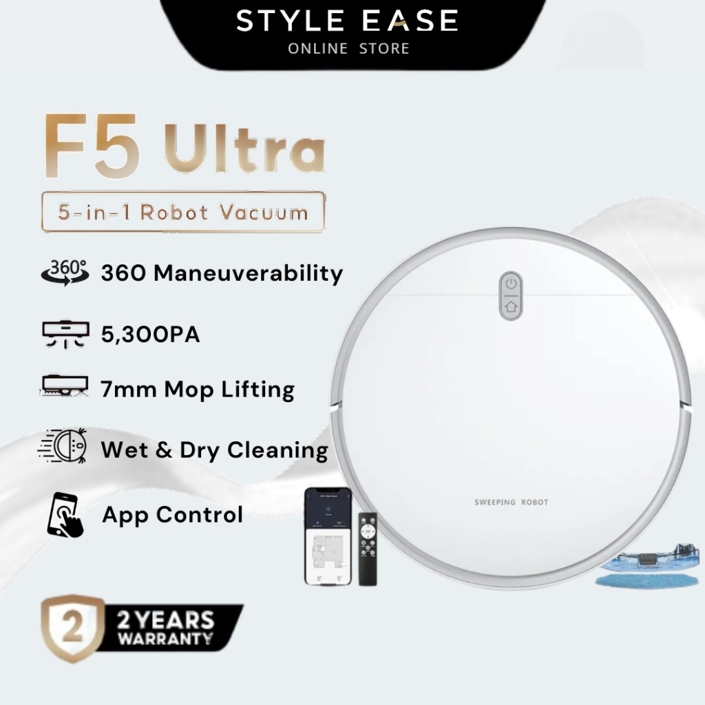 F5 Ultra AI Smart Robot Vacuum Cleaner 5In1 Intelligent HomeAppliance ...