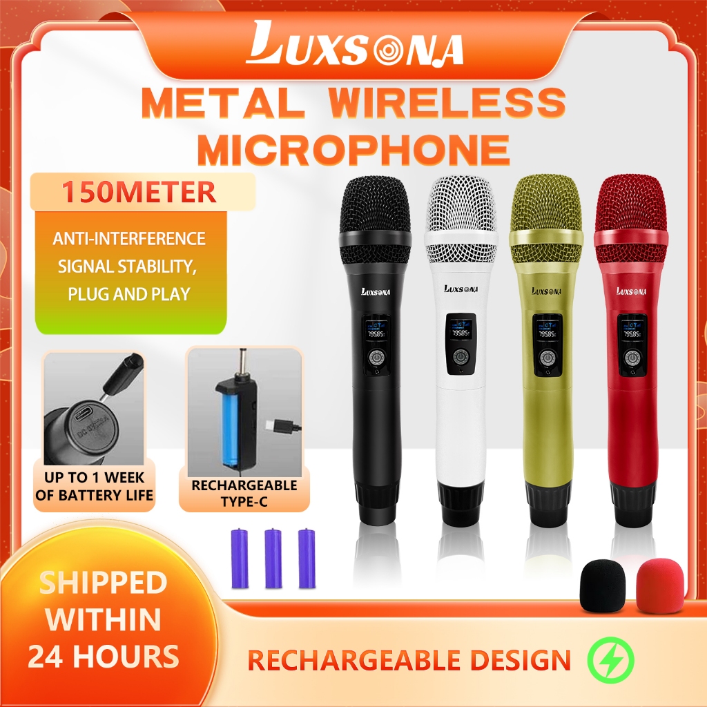 Professional Wireless Microphone UHF Dual Handheld Dynamic Microphone ...