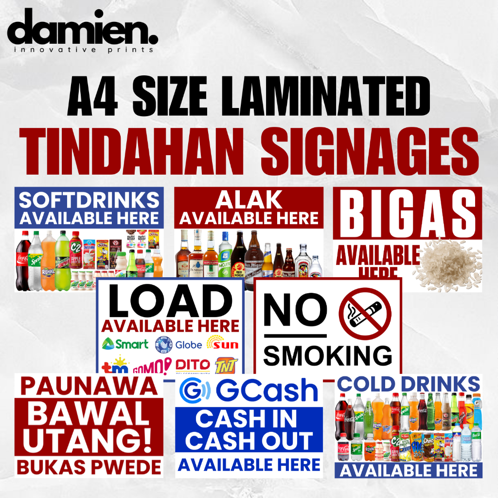 A4 SIZE TINDAHAN | SARI-SARI STORE LAMINATED SIGNAGE | Shopee Philippines