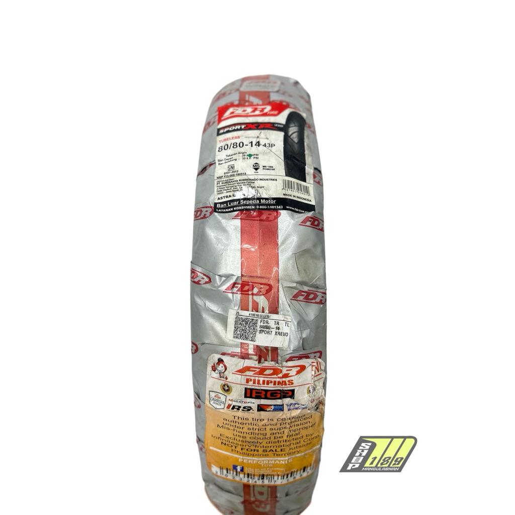 FDR SPORT XR TUBELESS TIRE 80/80-14 | Shopee Philippines