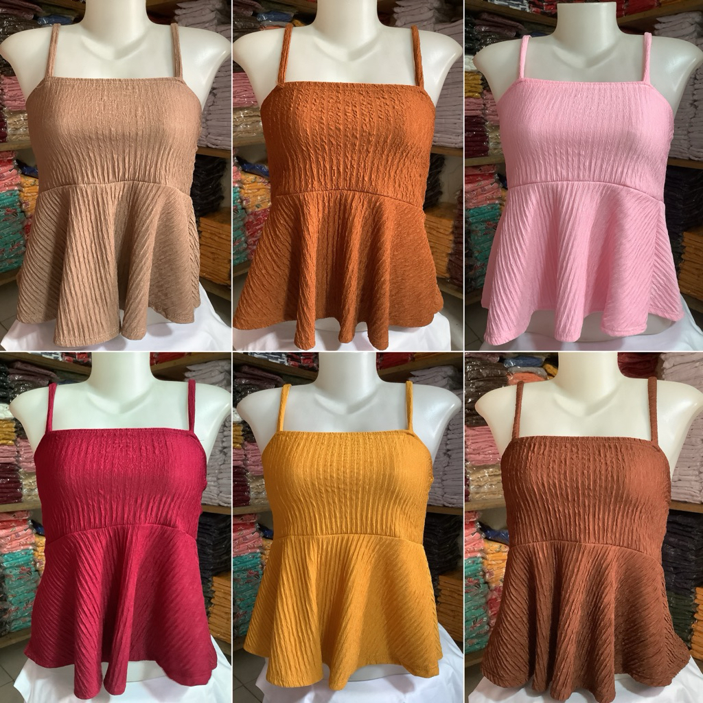 Rosemar Plain Bark Crepe Spaghetti Top for Ladies | Shopee Philippines