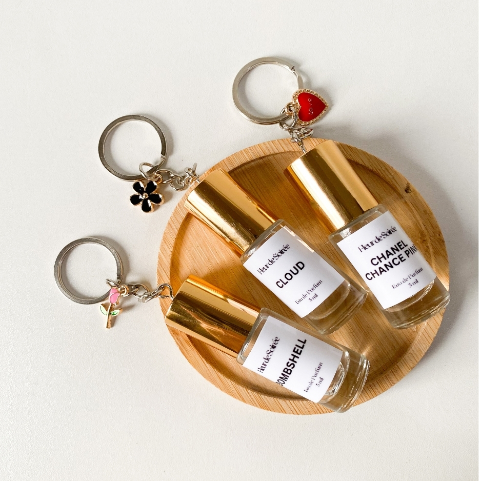 Perfume Keychain 5ml with Charms Anik-anik keychain, Bag Charms Ready ...