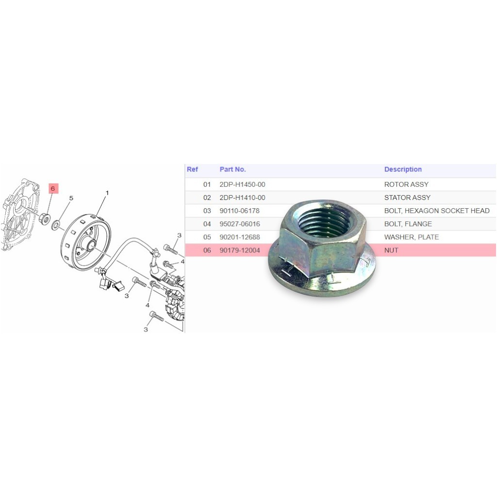 NUT PULLEY AEROX NMAX #17 12MM 90179-12004 YAMAHA GENUINE | Shopee ...