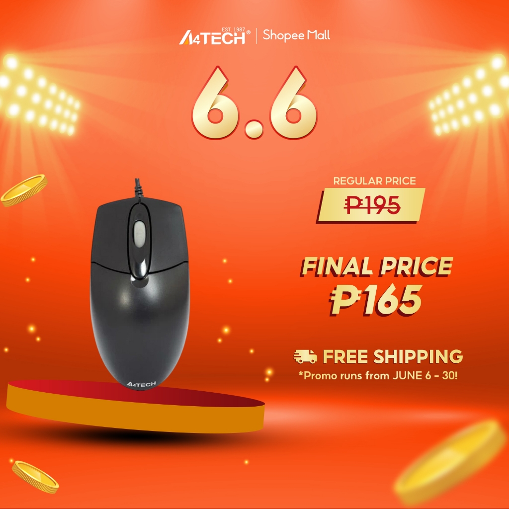 A4Tech OP-720 1200 DPI Symmetric Dust-Resistant Wheel Plug & Play USB ...