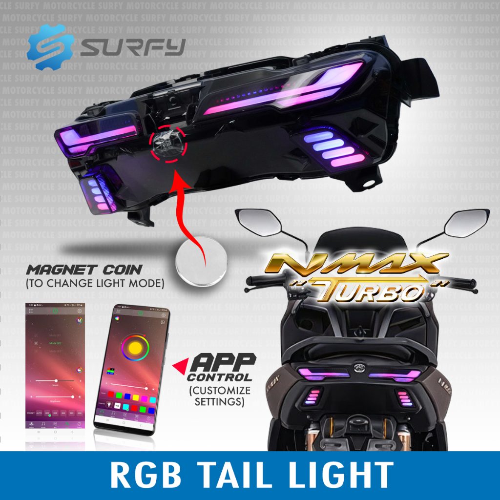 Nmax v3 Turbo Smart RGB Tail Light LED Smartphone App Customization ...