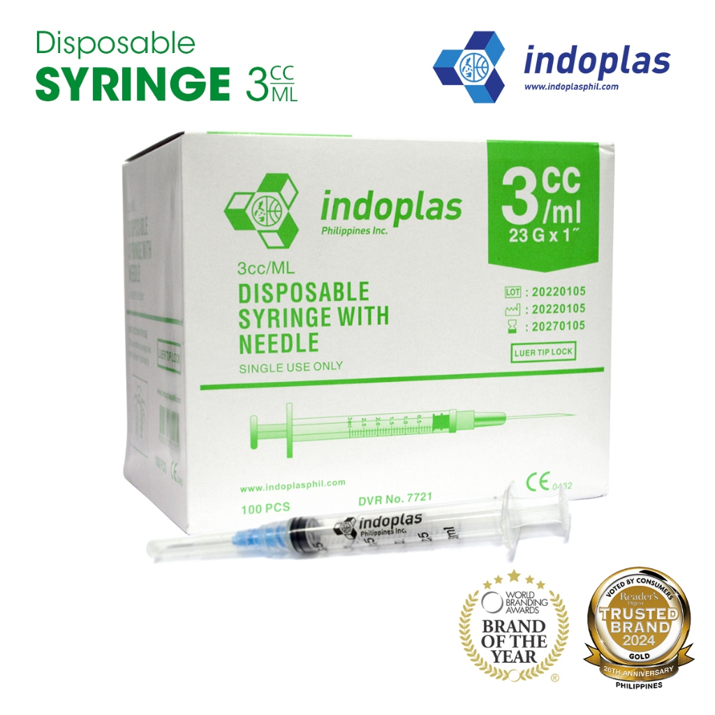Indoplas 3cc Disposable Syringe Box of 100 | Shopee Philippines