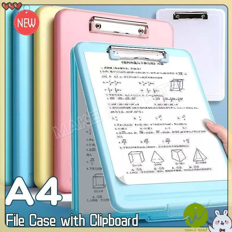 2 IN 1 Clipboard WITH FILING CASE A4 Clamp File Document Organizer ...