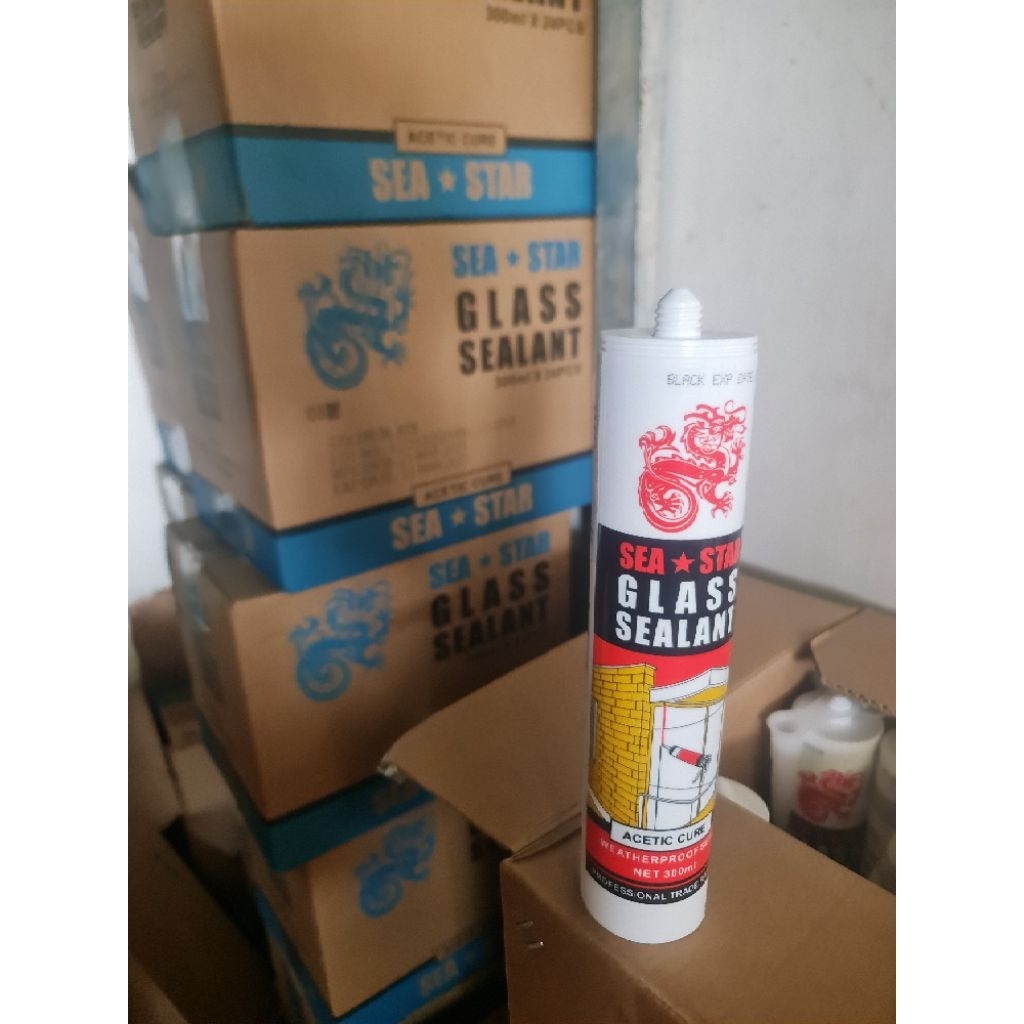 SEA STAR SILICON SEALANT ORIGINAL ACETIC CURE(1box/24pcs)(CLEAR/BLACK ...