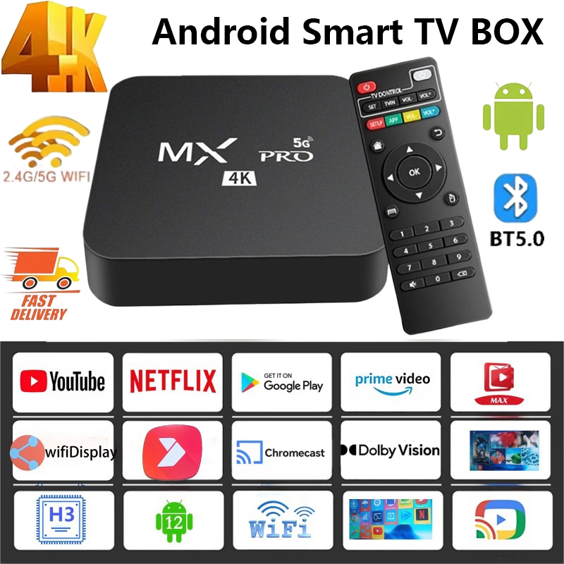 Smart TV Box MXQ-PRO Android TV Box 2.4G 5G Dual WiFi 4K HD Video Media ...