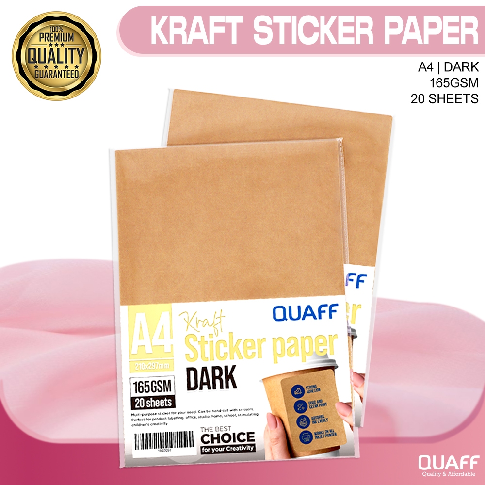 QUAFF Kraft sticker Paper Sticker 165gsm A4 Dark（20sheets) | Shopee ...