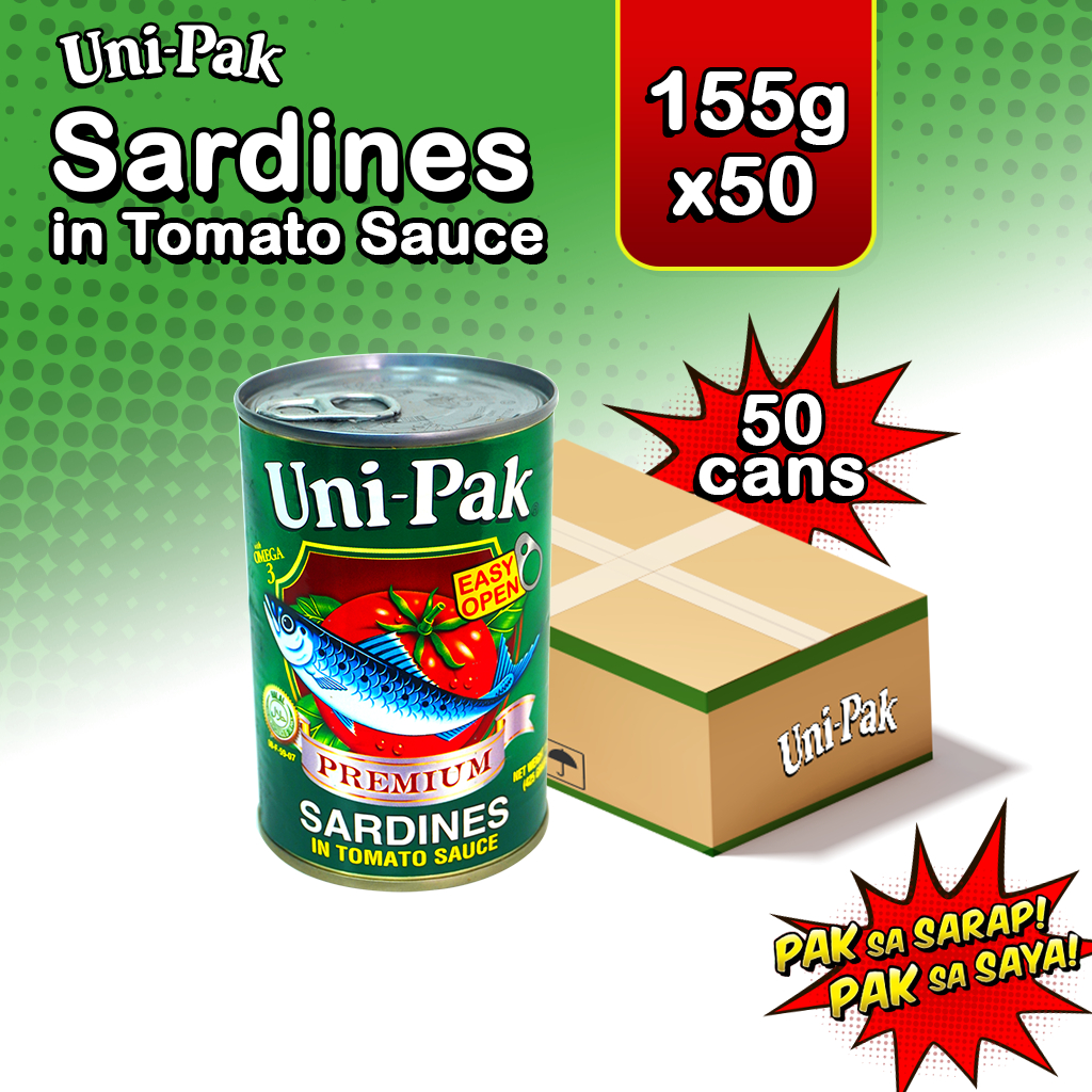 Uni-Pak Sardines in Tomato Sauce 155g Set of 50 | Shopee Philippines