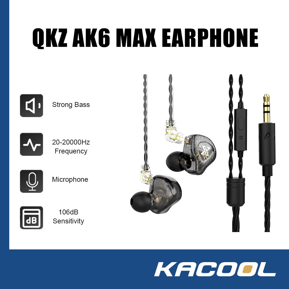 Qkz Ak6 Max In Ear Wired Earphones Dynamic Drivers Ak6 Pro Headset Hi ...