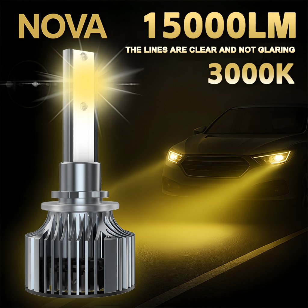 NeoGlow H4 Car LED Headlight NOVA 15000LM 100W 3000K H11 Yellow Color Fog Light 9005 1 YEAR ...