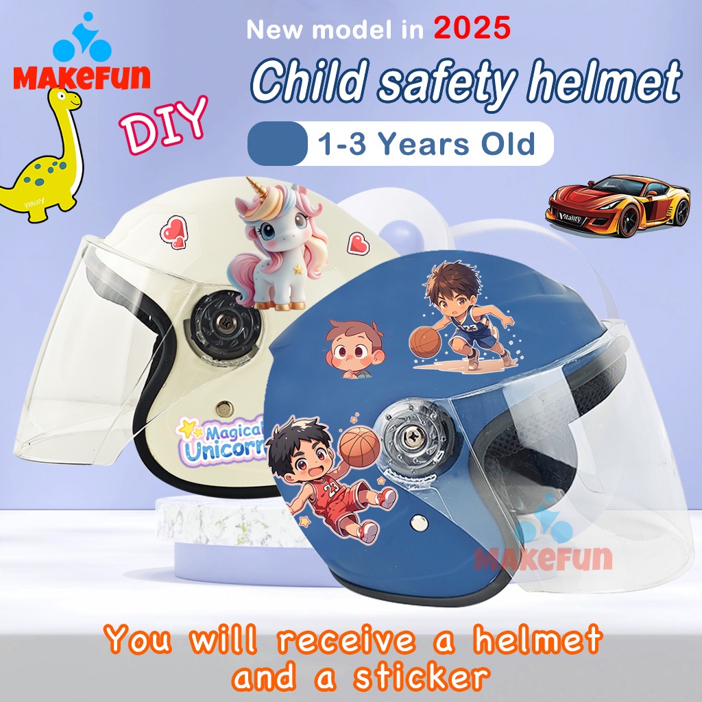 Small Motorcycle Helmet For Kids Half Face With Foam HD Single Visor ...