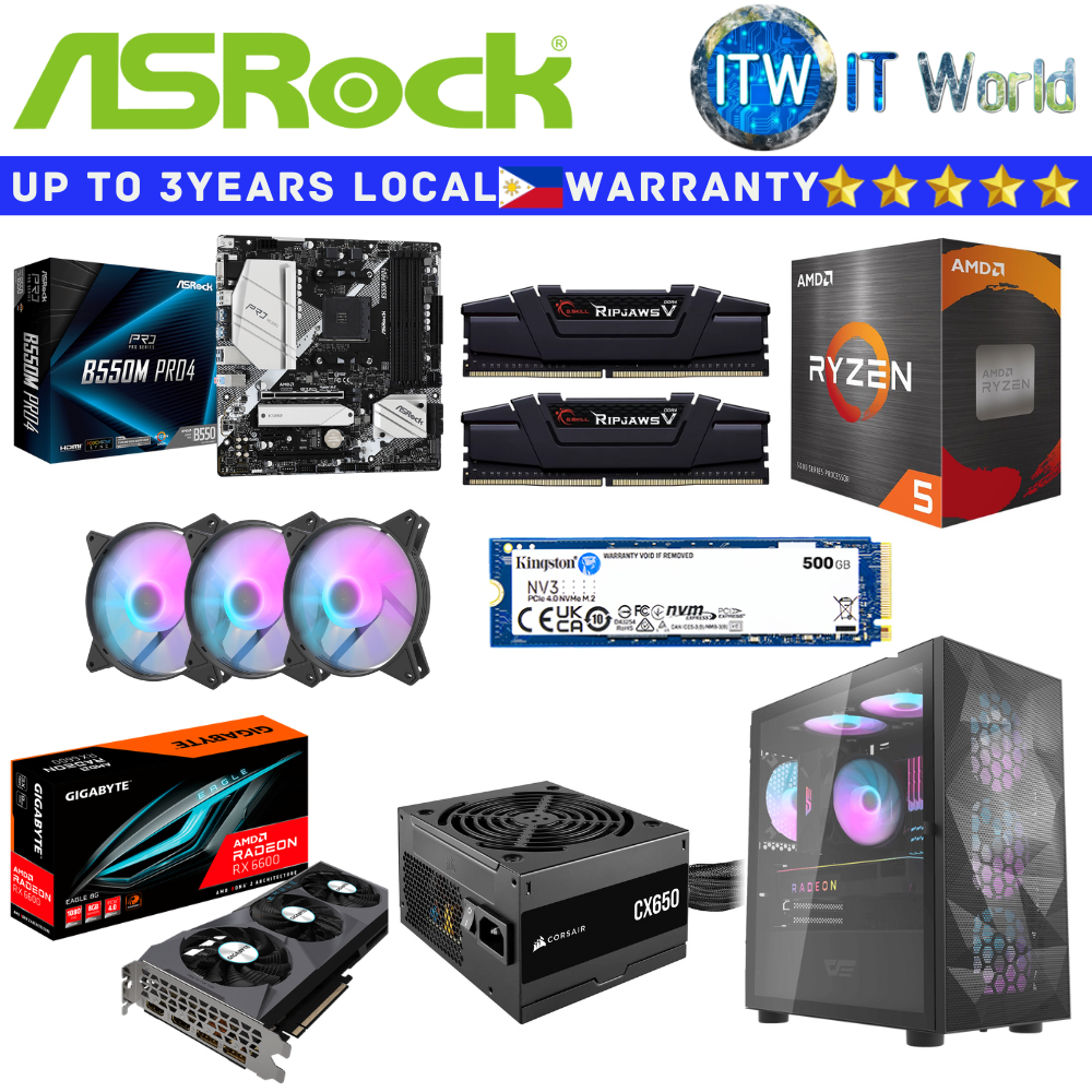 PC Desktop Computer Build AsRock Ceasefire Build 5 5500 B550M Pro4 ...