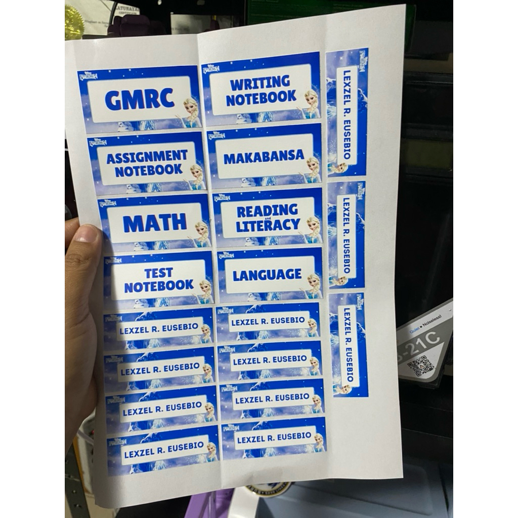 PERSONALIZED SUBJECT AND NAME STICKERS A4 SIZE MACHINE CUT EASY PEEL ...