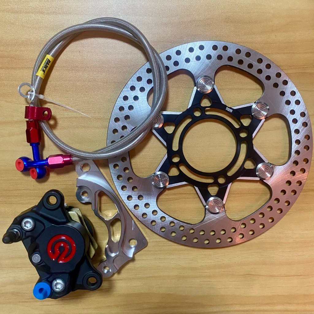 MIO,M3,SPORTY ETC...4 HOLES 220MM FLOATING DISC+2POT CALIPER+HOSE+220MM ...