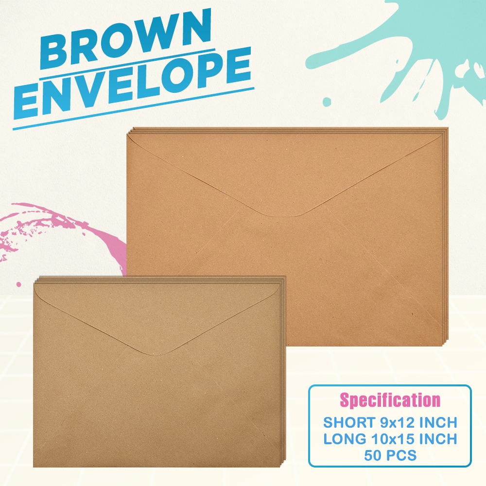 Short/Long Brown Envelope 50pcs for School or Office Use | Shopee ...