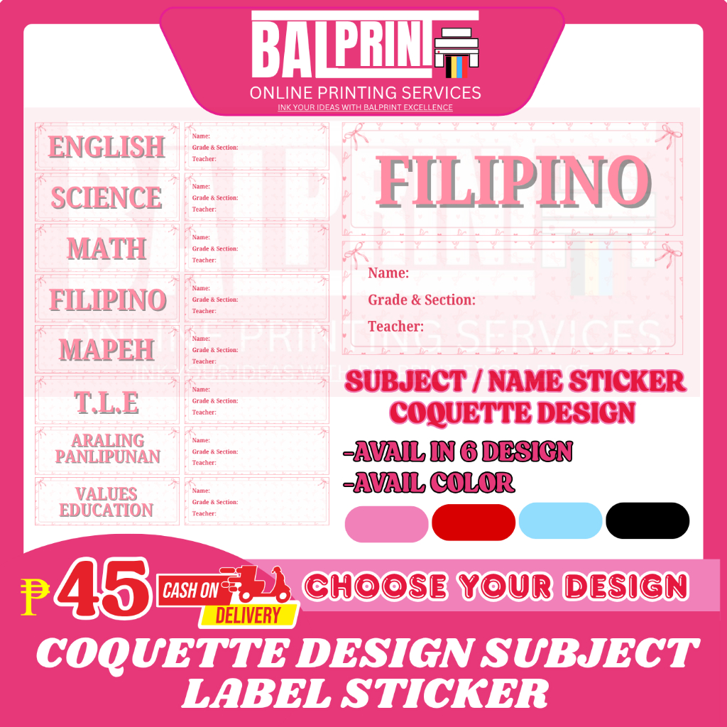 Coquette Subject Sticker - Subject Stickers and Name Labels Stickers ...