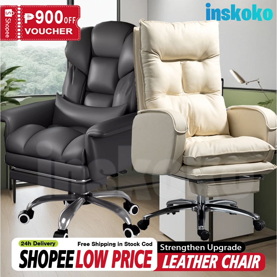 Leather Office Chair Boss Computer Chair Ergonomic Chair With Foot Rest ...