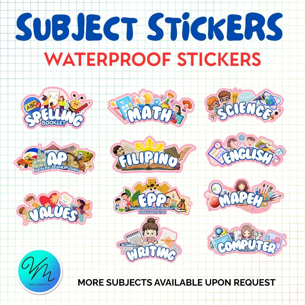 SUBJECT STICKER (Individual) Per piece | Shopee Philippines
