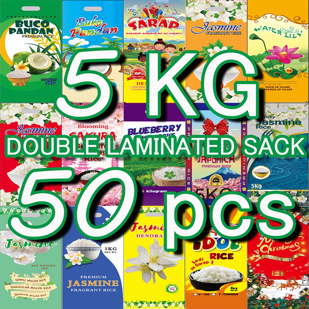 (50pcs) 5kg DOUBLE LAMINATED SACK for RICE empty trapal sacks with ...