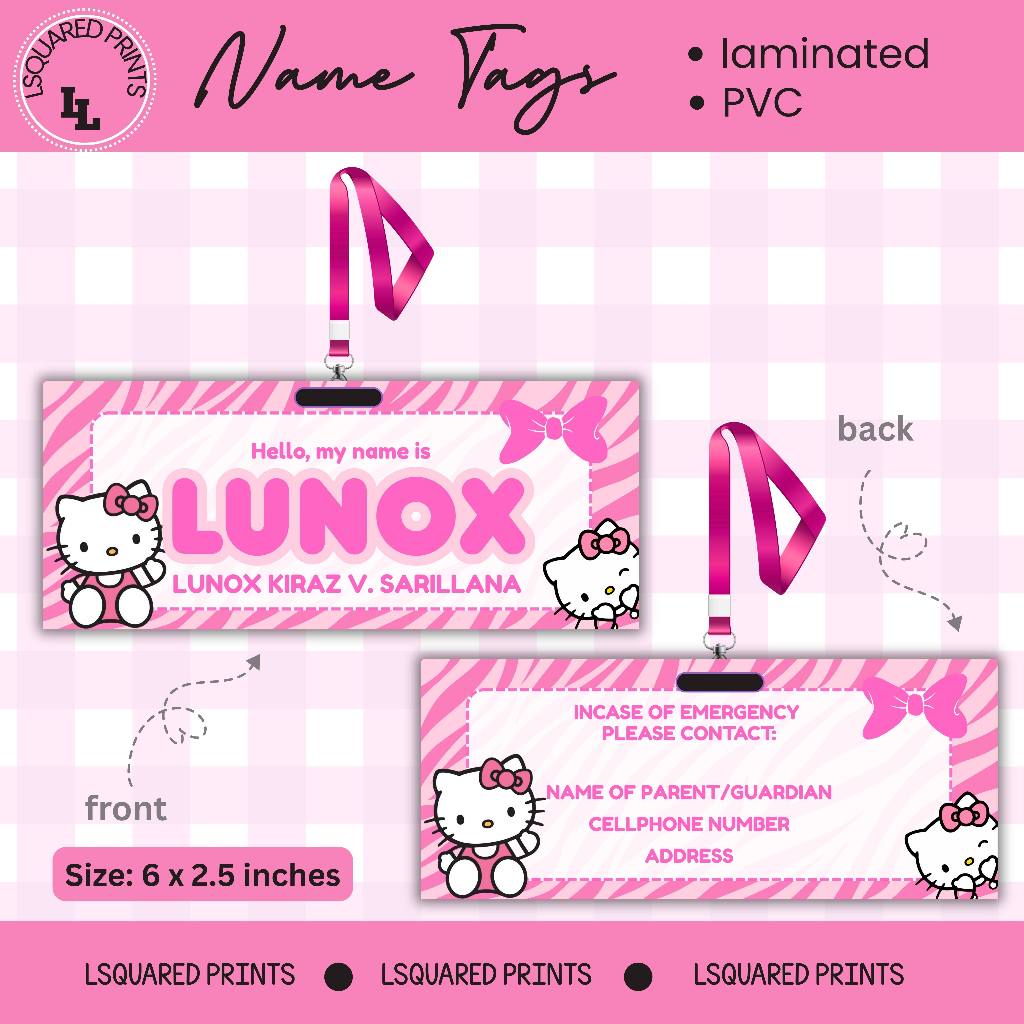 PVC Name Tags for Back to School 6 x 2.5 inches | Shopee Philippines