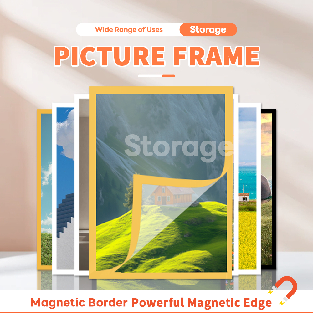Magnetic Photo Frame Sticker No Drill Easy Install Ref Magnet Display Memories Certificate ...
