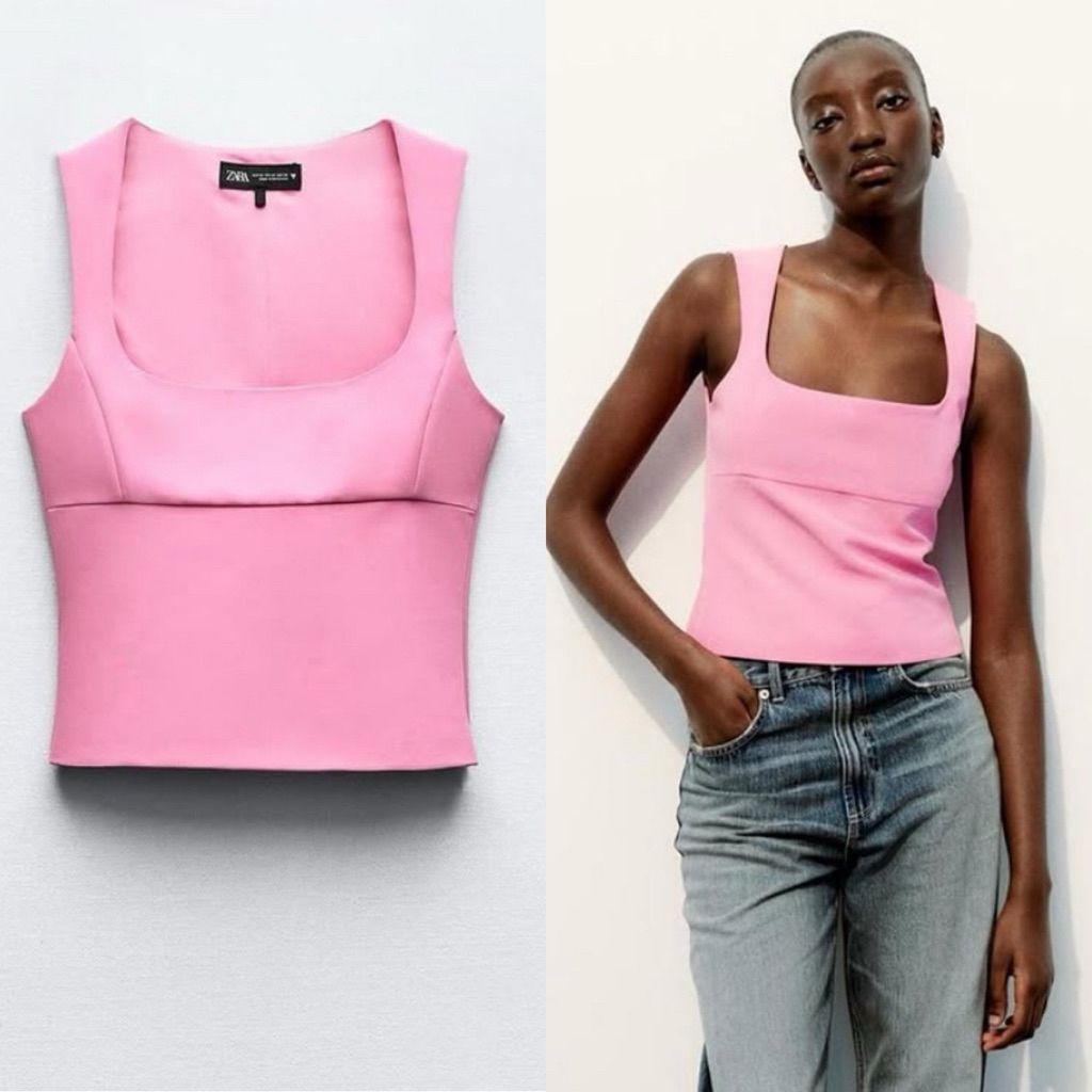 ZARA square neck top (M) | Shopee Philippines