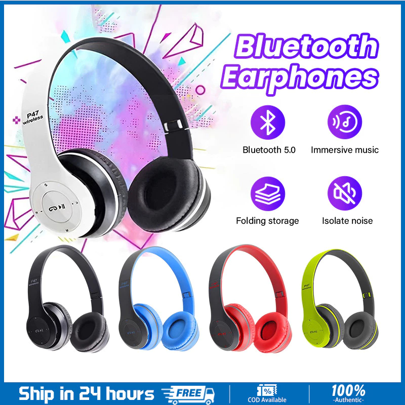 Stereo P47 Headset 5.0 Bluetooth Headset Folding Series Wireless Sports ...