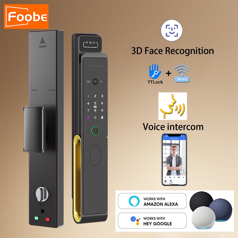 TTlock 3D Face Real-time Intercom Smart Door Lock Security Camera ...
