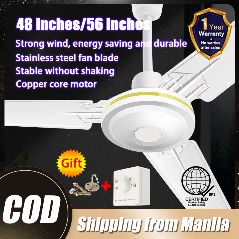 48/56 inch industrial ceiling fan copper core steel blades for strong ...