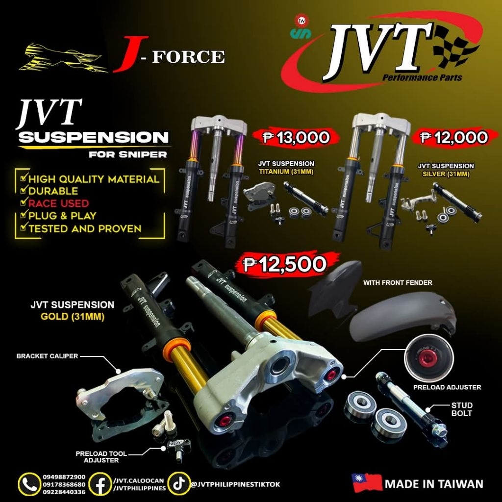 JVT FRONT SHOCK / Fork SUSPENSION WITH T-POST 31MM FOR SNIPER 150/155 W ...