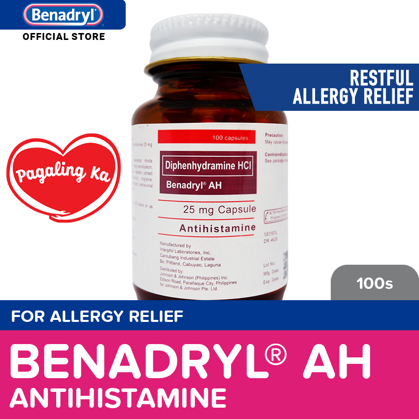 Benadryl AH 25mg 100s: allergy drowsy | Shopee Philippines