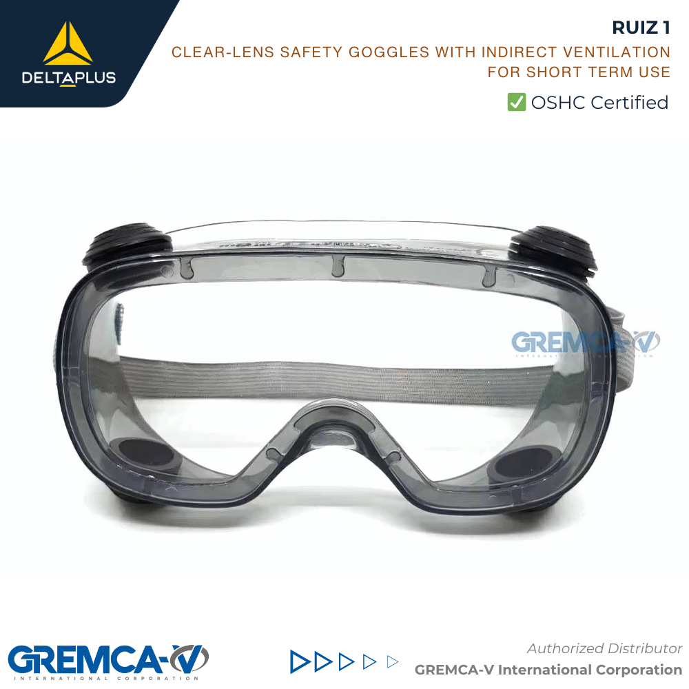 Delta Plus RUIZ - Clear Safety Goggles Chemical Laboratory Indirect ...