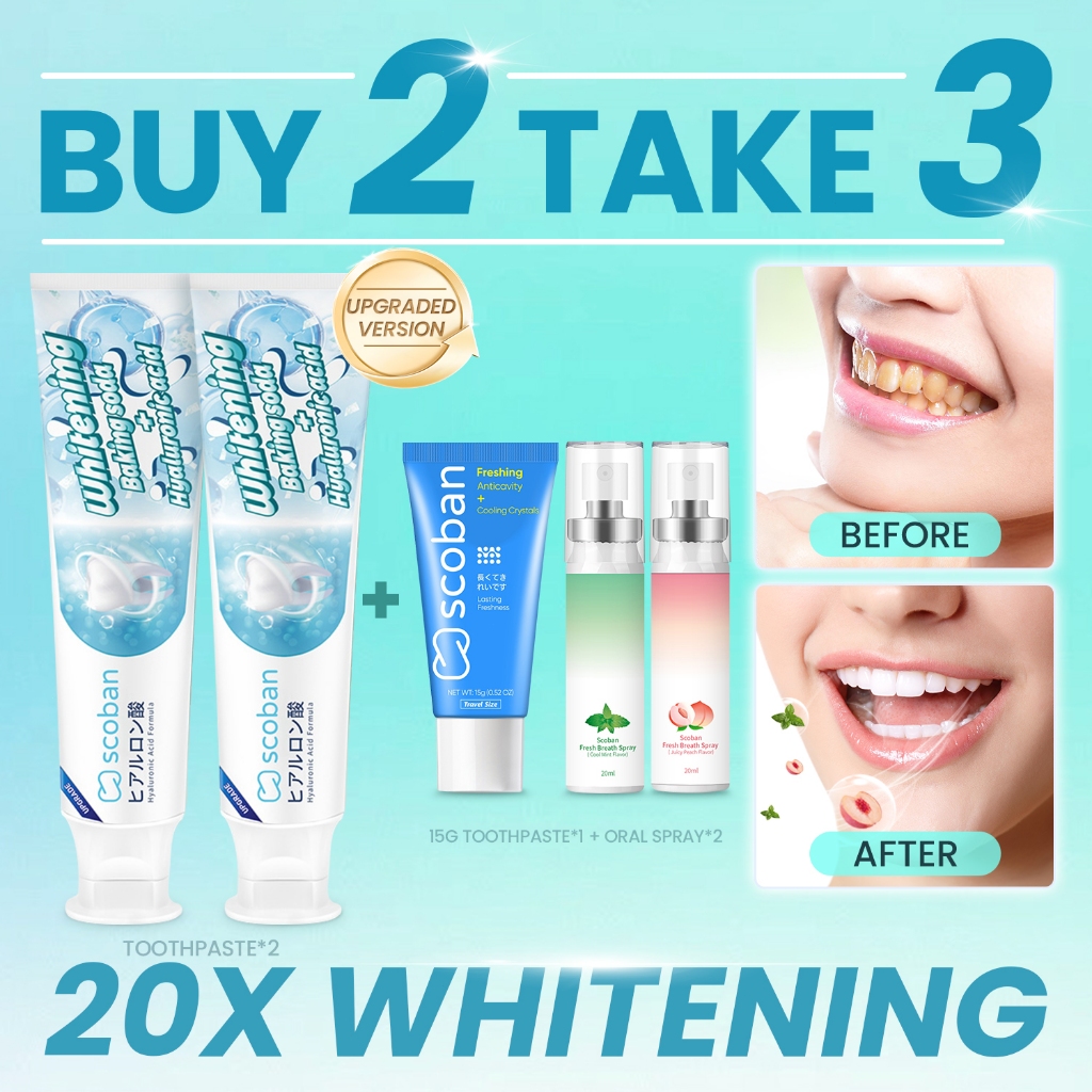 Scoban teeth Whitening toothpaste Hyaluronic Acid Dual-Effect and ...