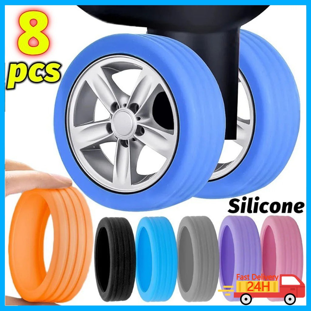 8-Pack Luggage Wheel Protection Covers Noise-Reducing Silicone Caster ...