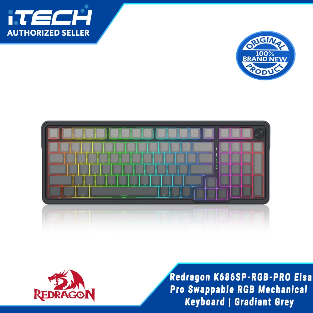 Redragon K686SP-RGB-PRO Eisa Pro Swappable RGB Mechanical Keyboard ...