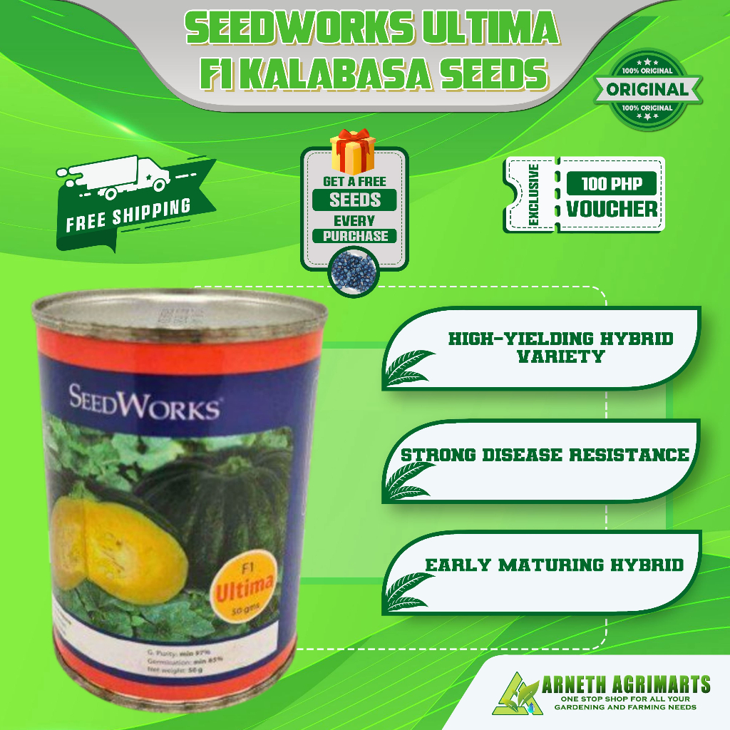 ARNETH SEEDWORKS ULTIMA F1 KALABASA SEEDS ( 50 GRAMS CAN ) | Shopee ...