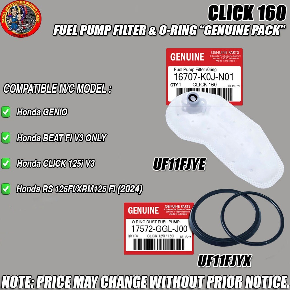 CLICK 160/BEAT V3 / CLICK V3 FUEL PUMP FILTER & O-RING & DUST SEAL "GEN ...